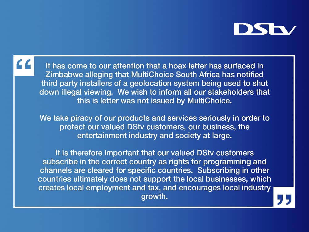 DStv Response To Fake Letter About Shutting Down South African DStv ...
