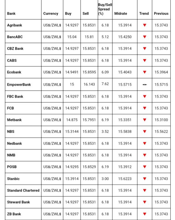 Bank Foreign Currency Exchange Rates Today- 17 October - Techzim