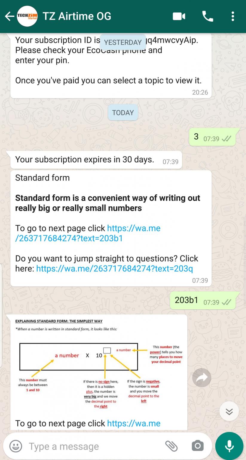 Techzim bot now has educational content! Here's how you can start ...