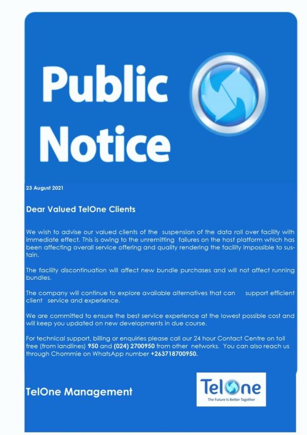 Full Text: In a shock move TelOne suspends their Data rollover facility ...