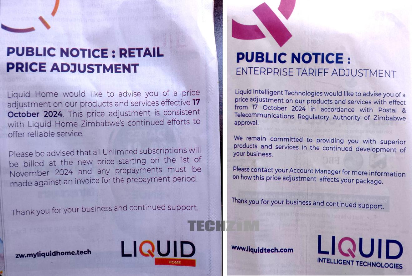 Liquid "adjusts" Internet prices... or, Zimbabwe's Internet Pricing ...